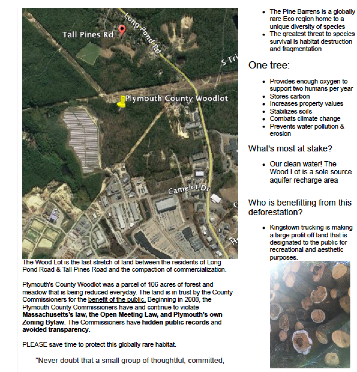 Save Plymouth County Woodlot – Save The County Woodlot